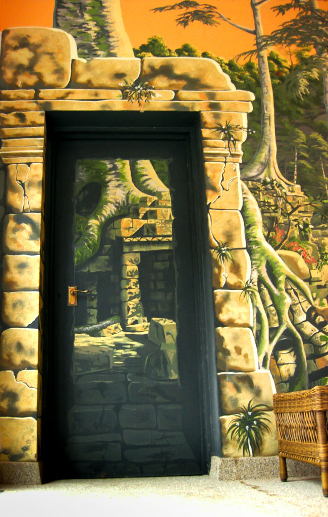 Angkor Wat Temple swimming pool mural | Sacredart Murals