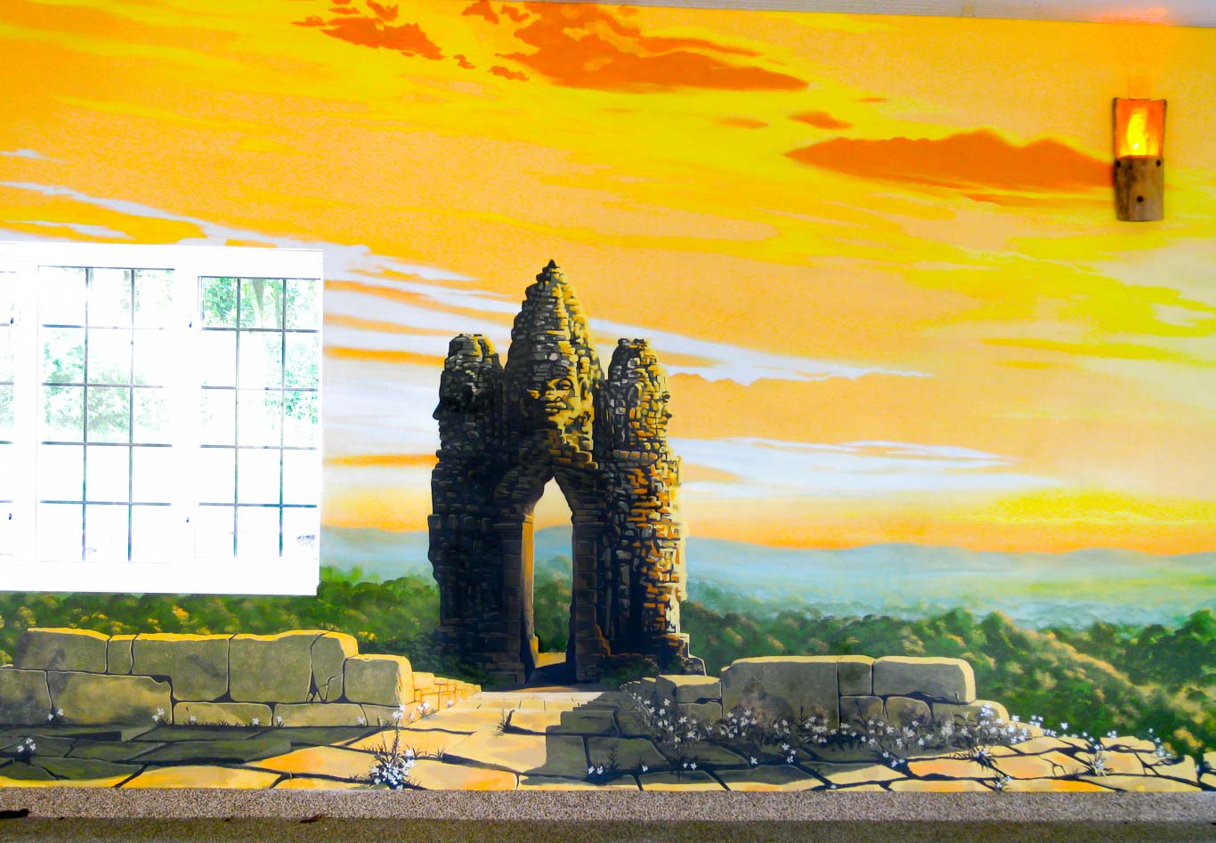 Angkor Wat Temple swimming pool mural | Sacredart Murals