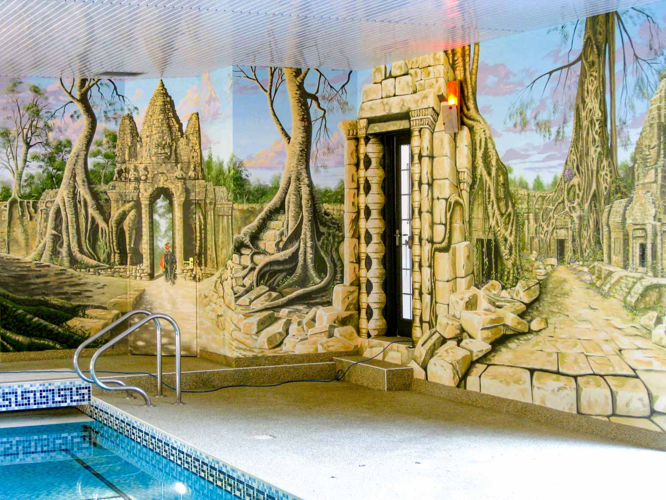 Angkor Wat Temple swimming pool mural | Sacredart Murals