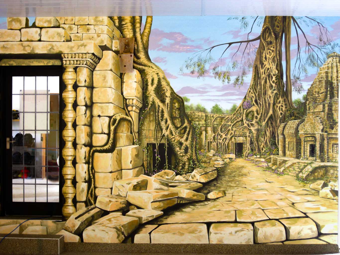 Angkor Wat Temple swimming pool mural | Sacredart Murals