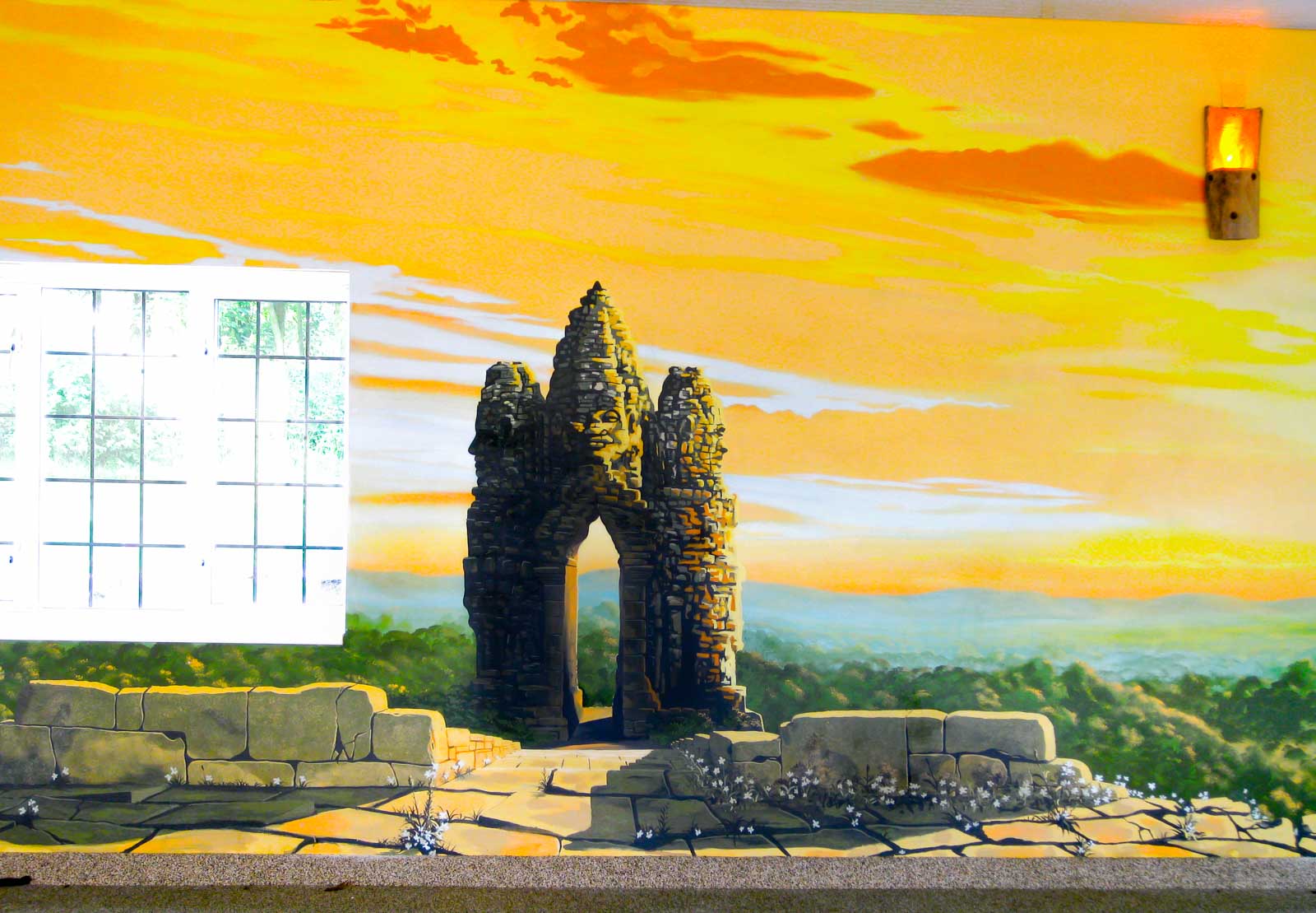 Angkor Wat Temple swimming pool mural | Sacredart Murals