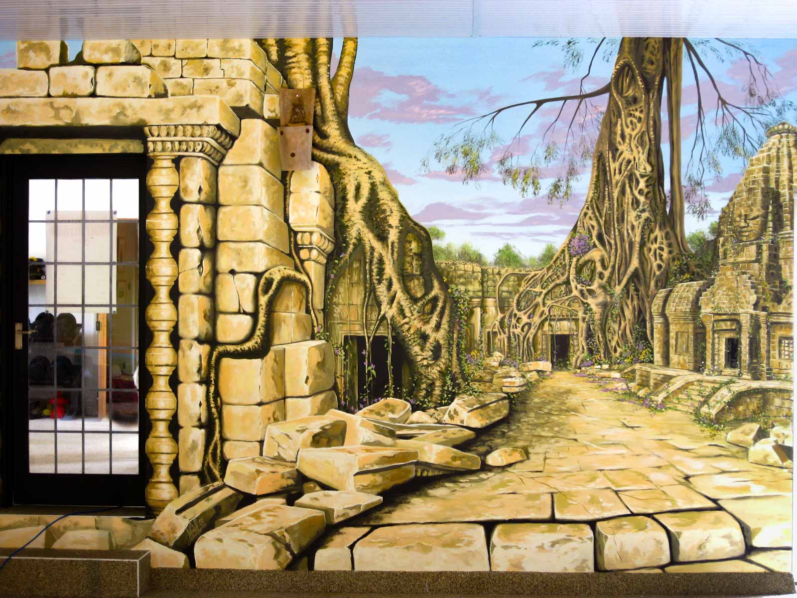 Angkor Wat Temple swimming pool mural | Sacredart Murals