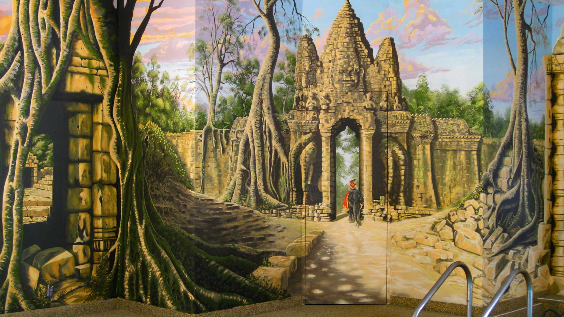 Angkor Wat Temple swimming pool mural | Sacredart Murals