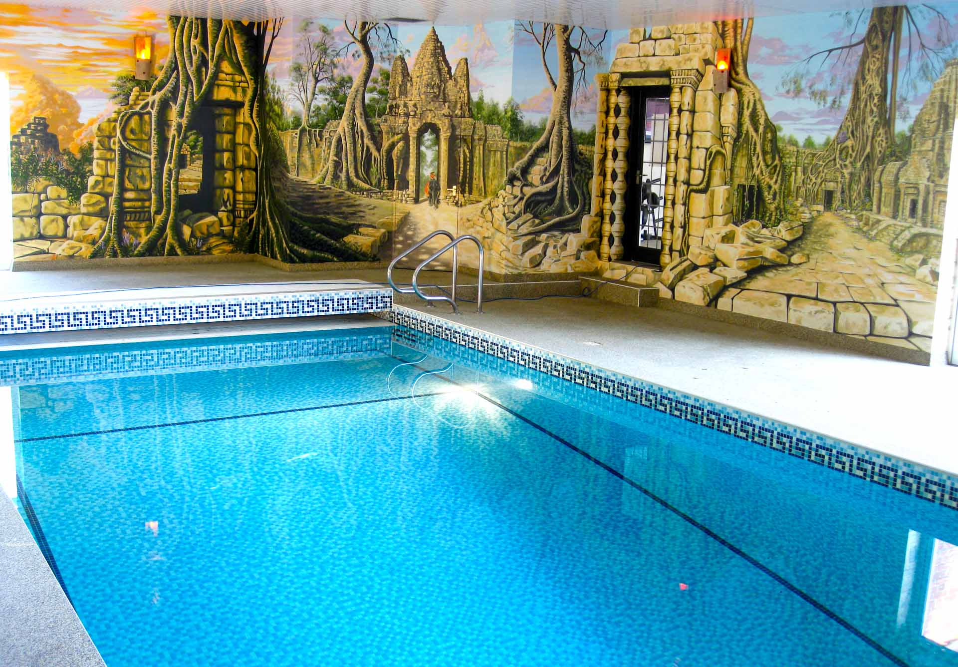 Angkor Wat Temple swimming pool mural | Sacredart Murals