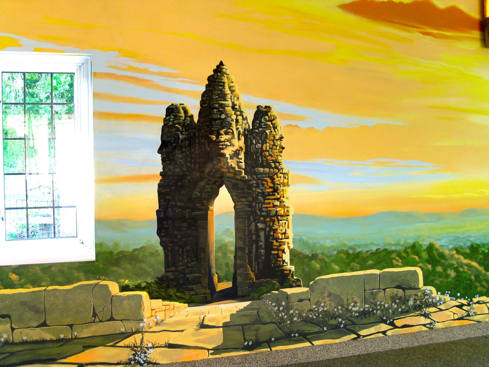 Angkor Wat Temple swimming pool mural | Sacredart Murals