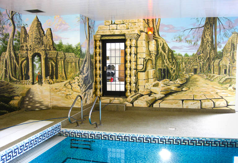 Angkor Wat Temple swimming pool mural | Sacredart Murals