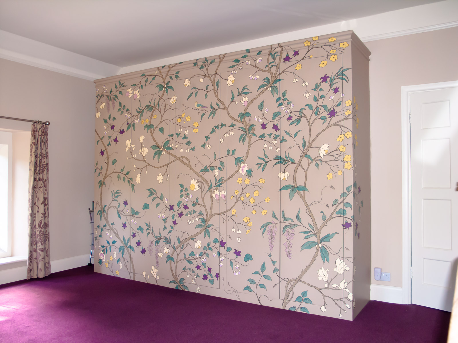 Decorative Floral Design Wardrobe, Hand-Painted | Sacredart Murals