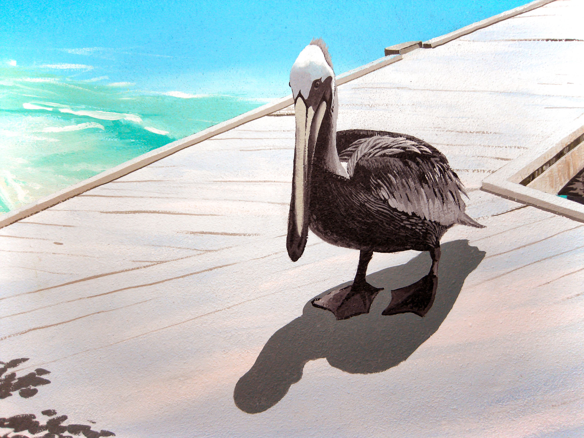 Florida Pool Mural of Tropical Beach | Sacredart Murals