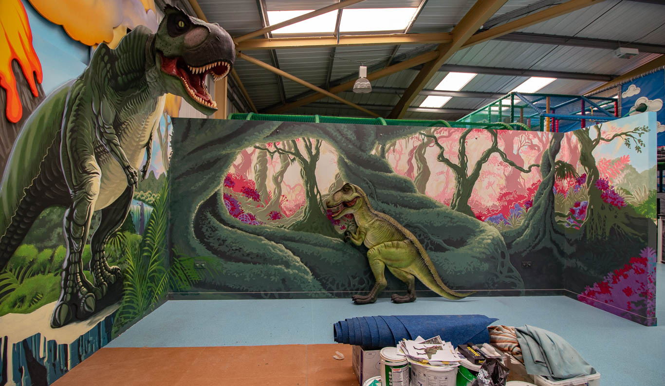 Dinosaur Party Room Riverside Hub | Sacredart Murals