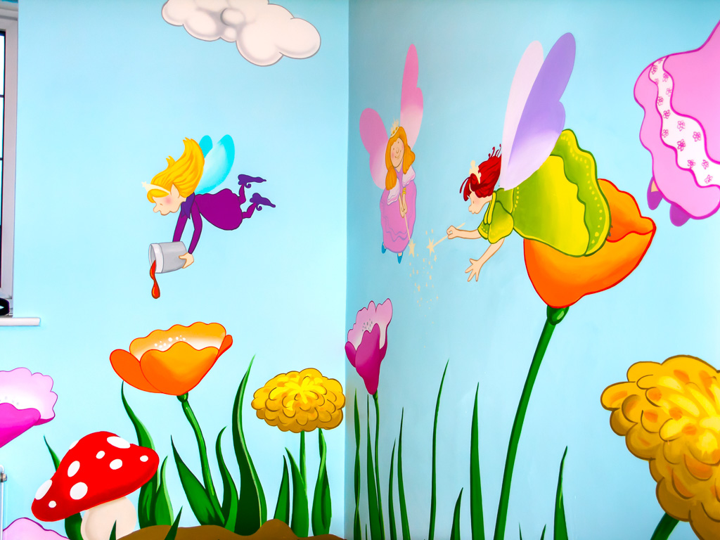 Bright and Colourful Fairies Mural | Sacredart Murals