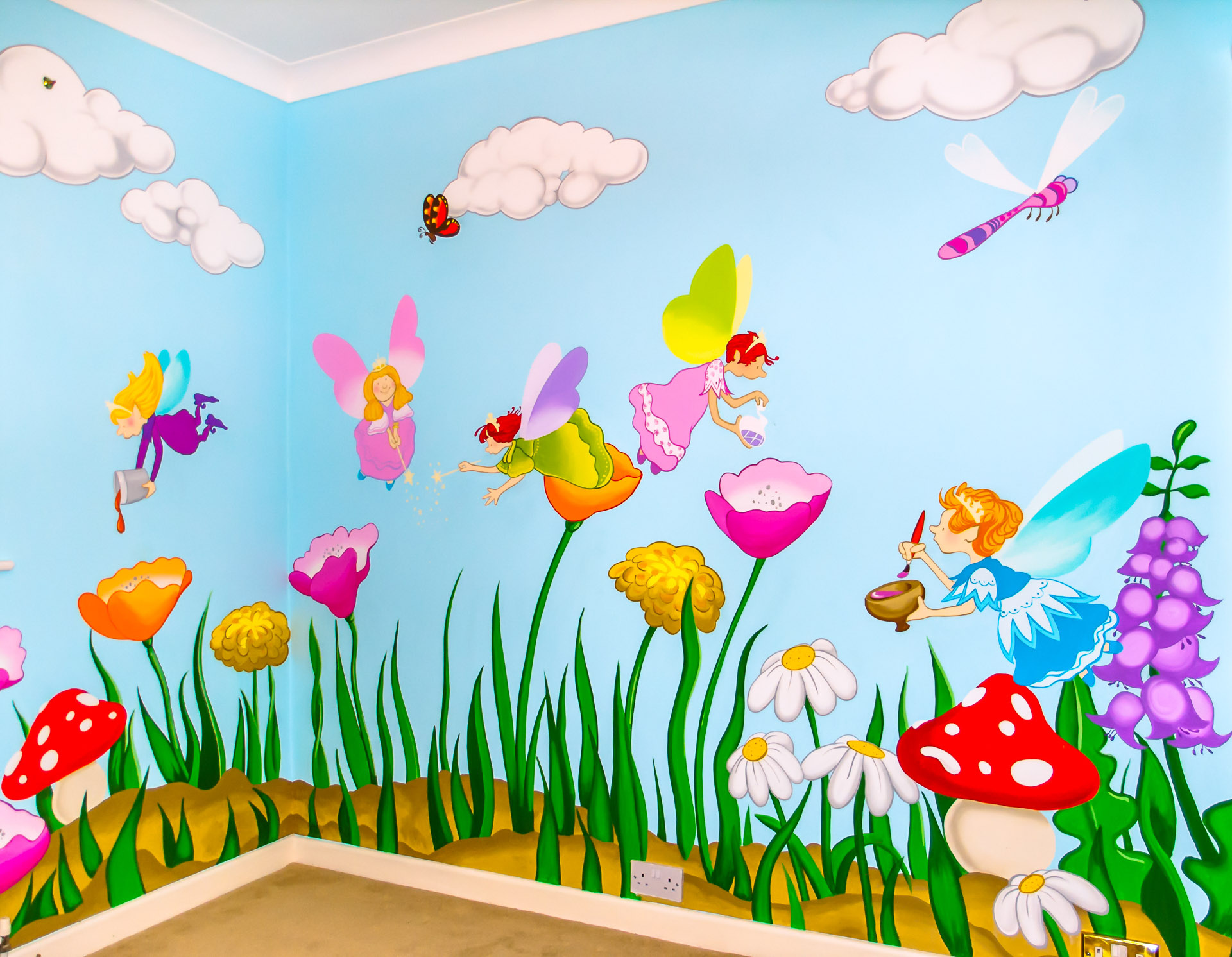 Bright and Colourful Fairies Mural | Sacredart Murals